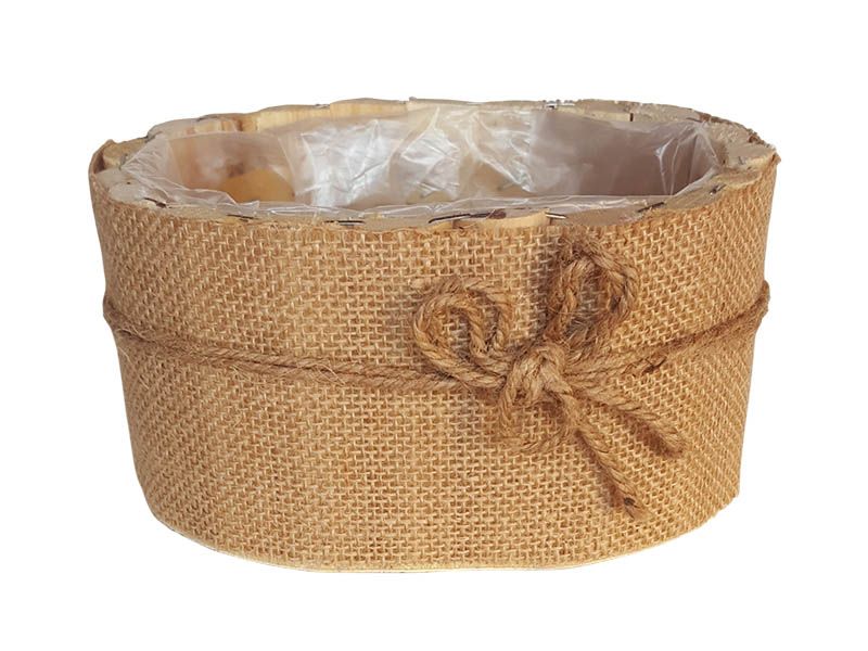 Cos oval lemn cu iuta pentru aranjamente florale 34867 | Celoplast