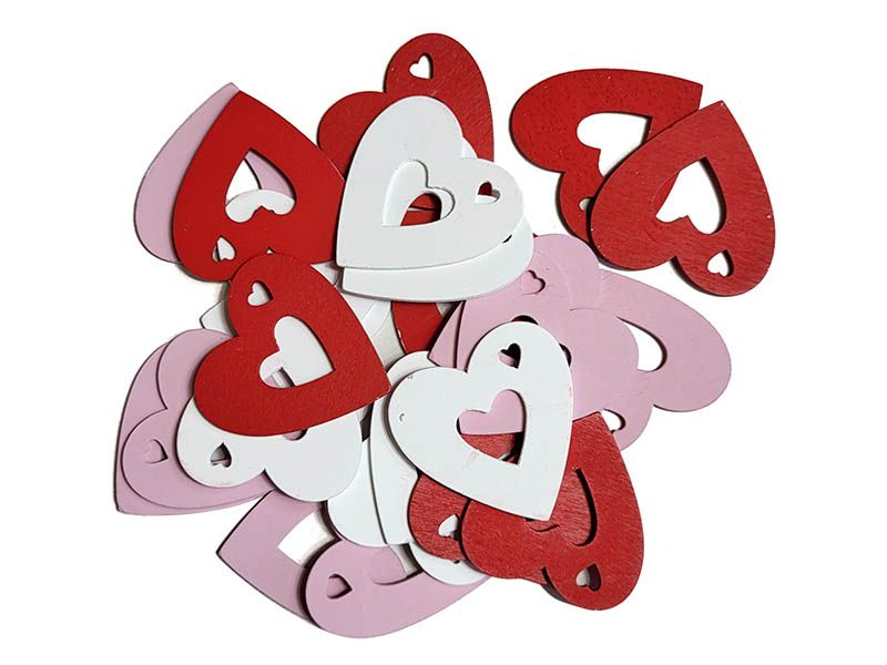 44976 Inimioare lemn color pentru aranjamente florale set 24 buc