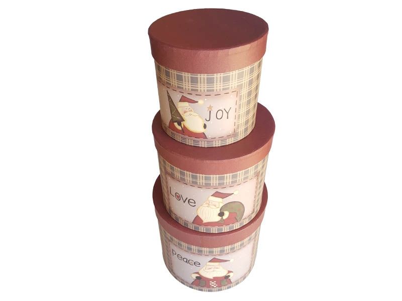 44045 Cutii rotunde model craciun pentru aranjamente florale set