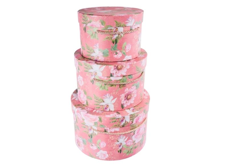 44106 Cutii rotunde model floral pentru aranjamente florale set 3
