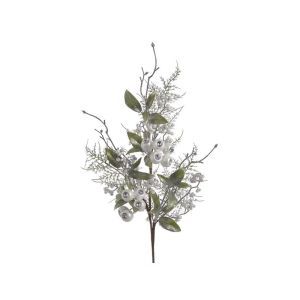 70972 Crenguta brad+frunze+bobite albe pentru decoratiuni florale