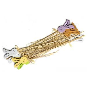 45004 Iepurasi lemn color pentru aranjamente florale set 12 buc
